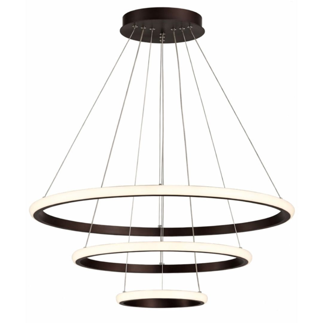 Triple Circular LED Pendant Light for Dining Room – Modern Hanging Cha ...